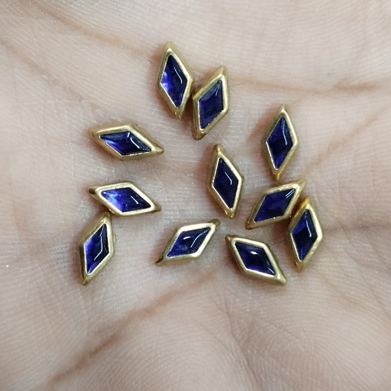 8x5mm Flat Kundan Stones ink blue colour Rhombus Shape 20 Gram Pack for Craft Jewellery Bangles and Embroidery Work