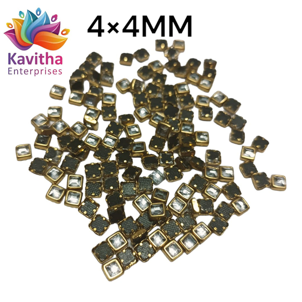 White Square Shape Fitting Kundan Stones for Silk Thread Jewelry ,Aari ...