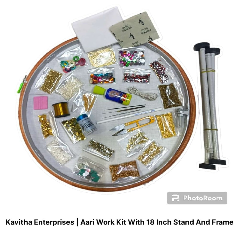 Aari Work Kit With 18 Inch Stand And Frame 33 material in this kit ...
