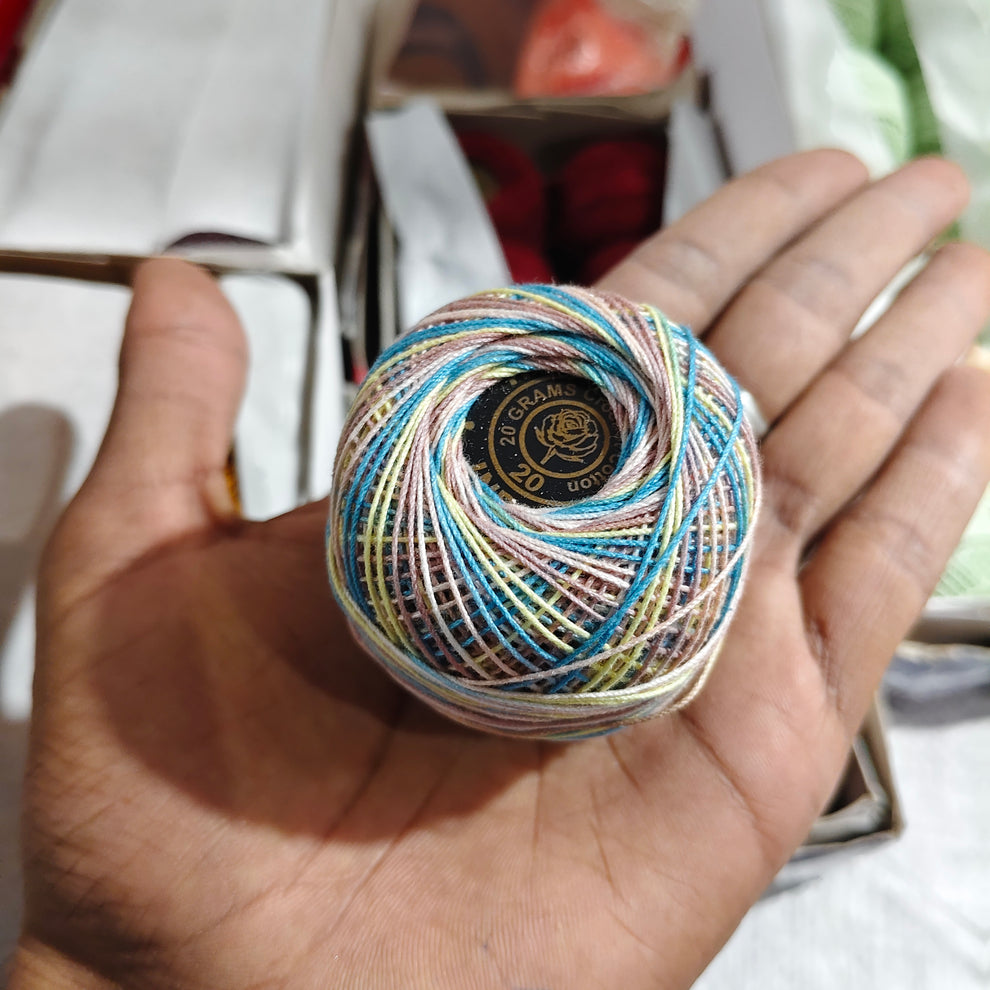 **Red Rose Tatting Crochet Threads - Light Multi Colour (1 Ball, 20g ...